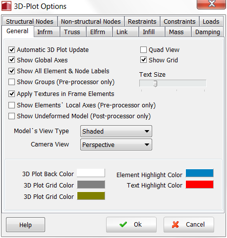Display Settings and 3D Plot Options