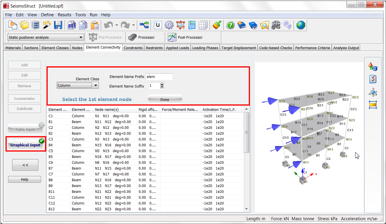 Element connectivity - Graphical Input